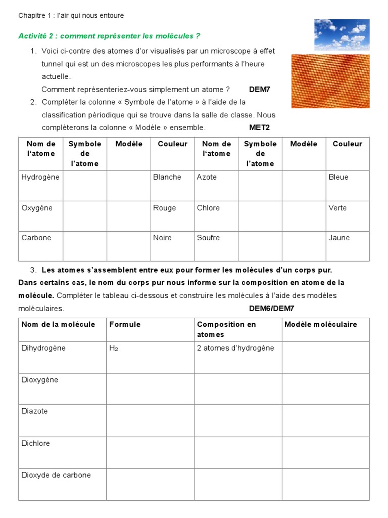 Représentation des molécules et atomes | PDF | Atomes | Molécules