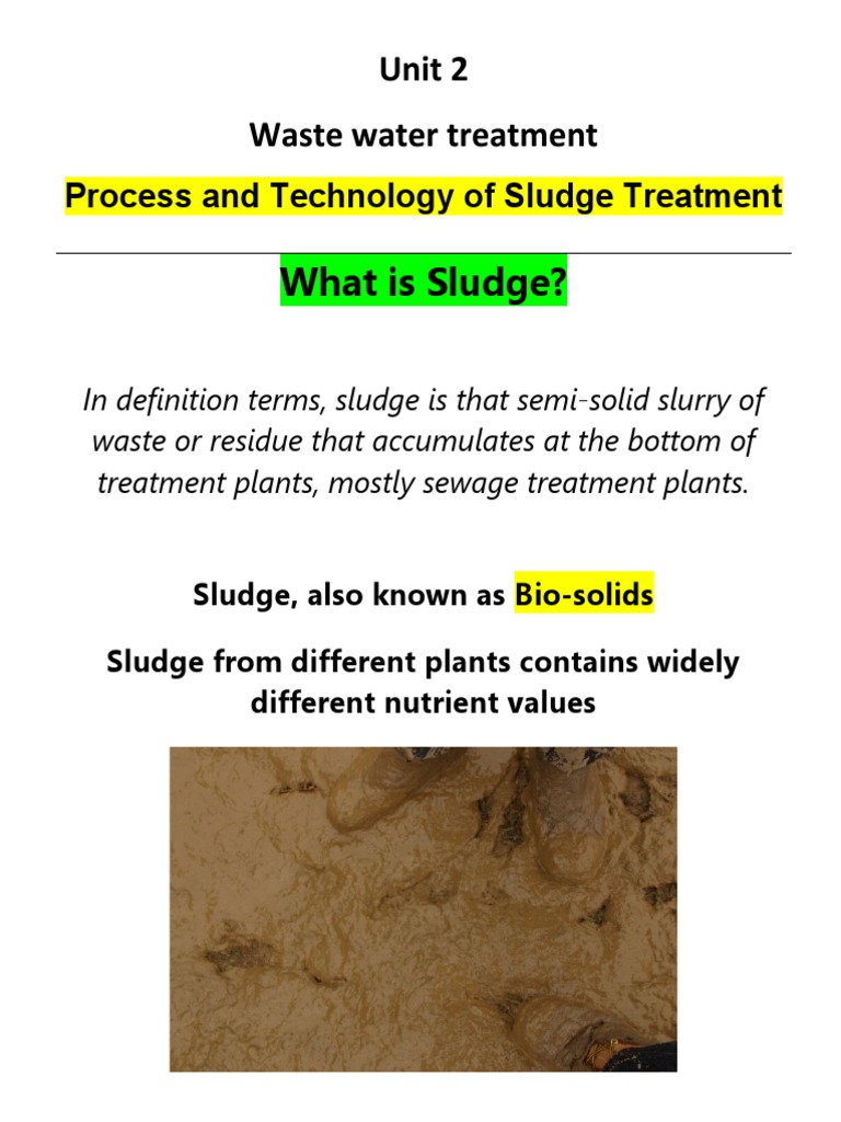 1.9 Unit 2 Classnote - 14+16.9.22 - Sludge Treatment | PDF | Sewage ...