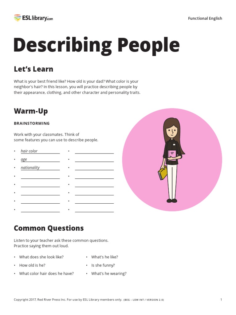 Lesson 4 - Describing People | PDF | Adverb | Adjective