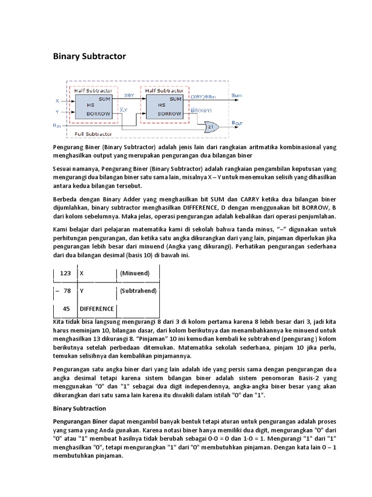 Binary Subtractor | PDF