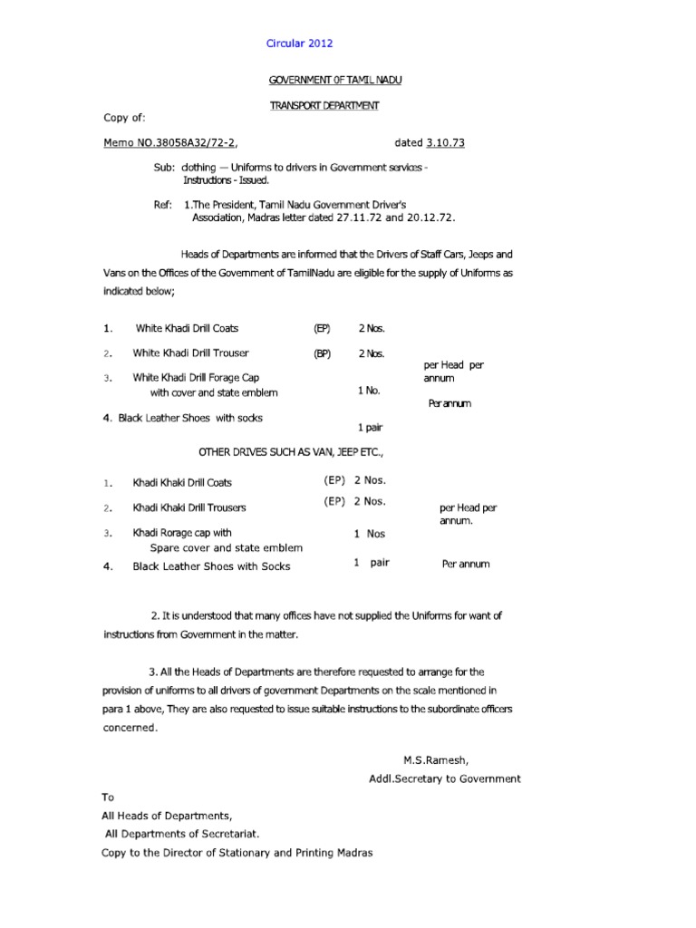 Driver Uniform | PDF