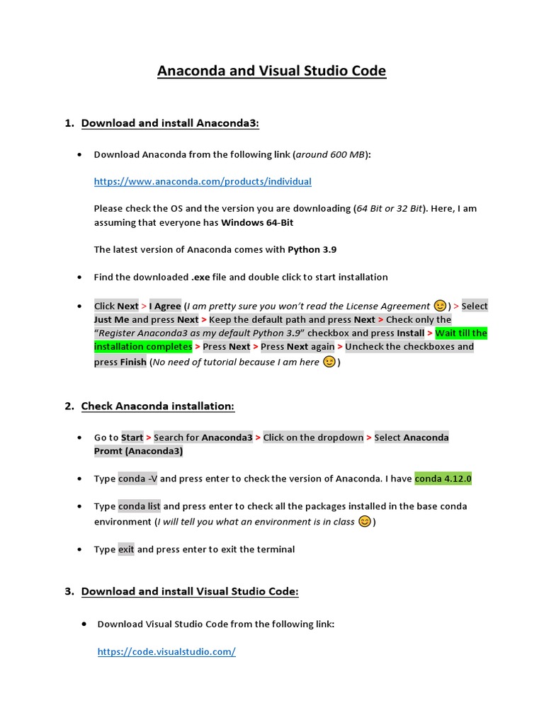 Anaconda & VS Code Installation Guide | PDF | Integrated Development Environment | Software
