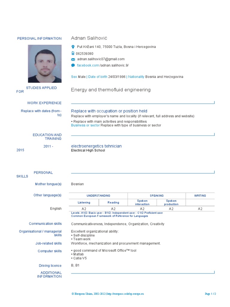 Europass CV Template | PDF