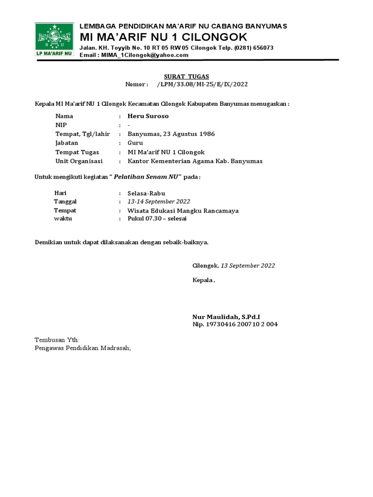 SPPD & SURAT TUGAS OK - Heru PELATIHAN SENAM NUSANTARA TH 2022 | PDF