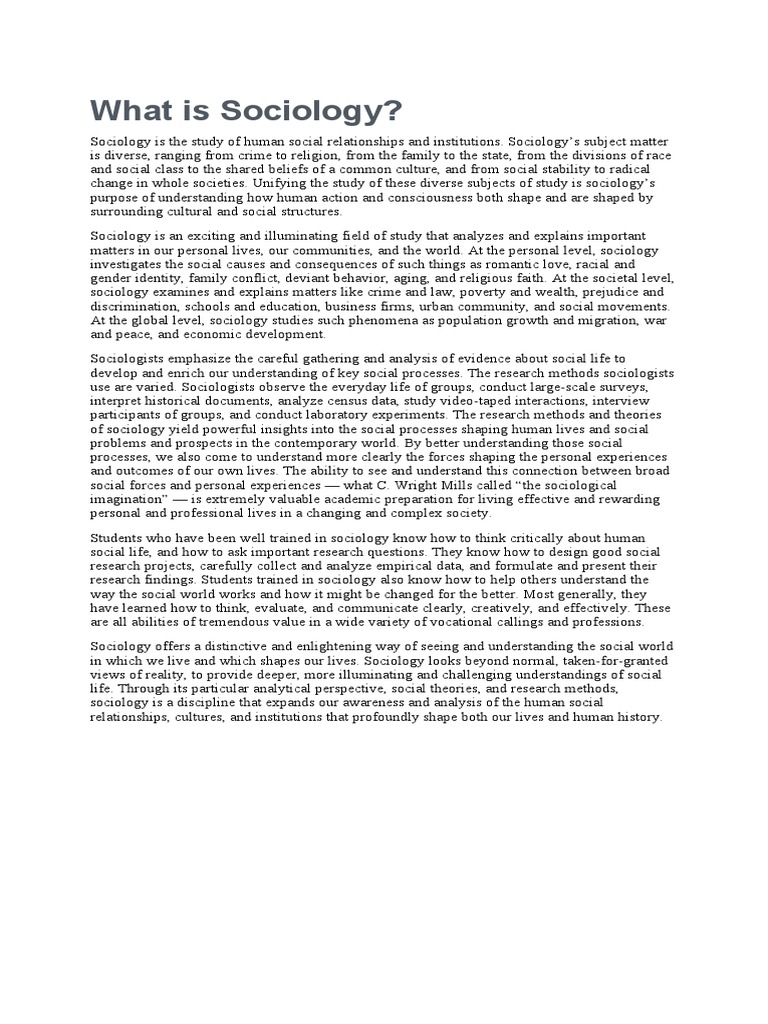 What Is Sociology | PDF | Sociology | Science