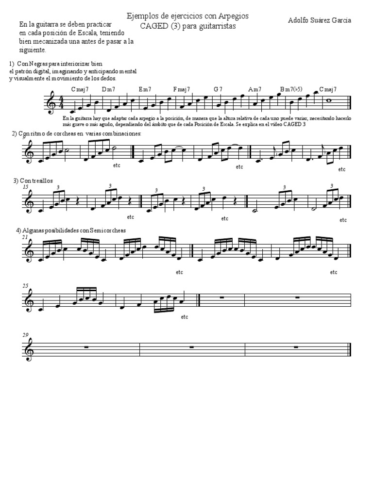 CAGED 3 Arpegios | PDF | Composiciones Musicales | Ritmo y medidor