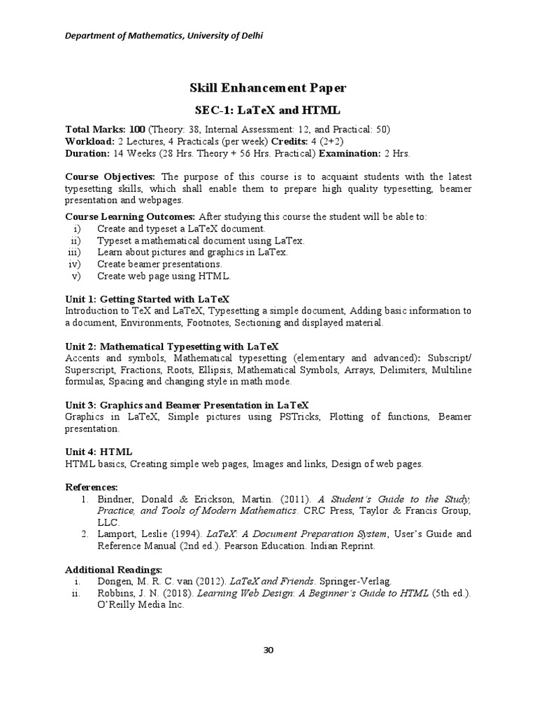LaTeX and HTML Course Overview | PDF | Graphics | Written Communication