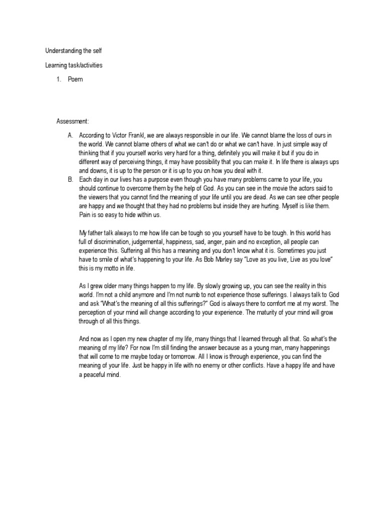 Understanding The Self | PDF | Stress (Biology) | Cognitive Psychology