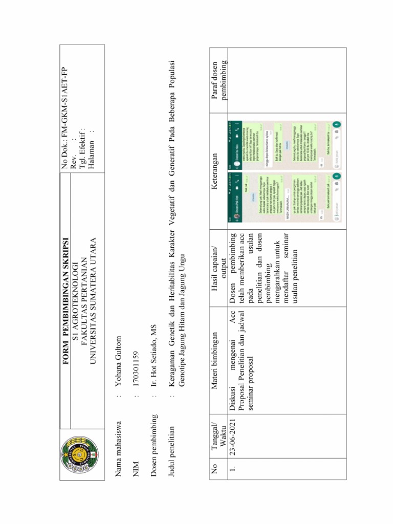 Form Pembimbingan Skripsi | PDF