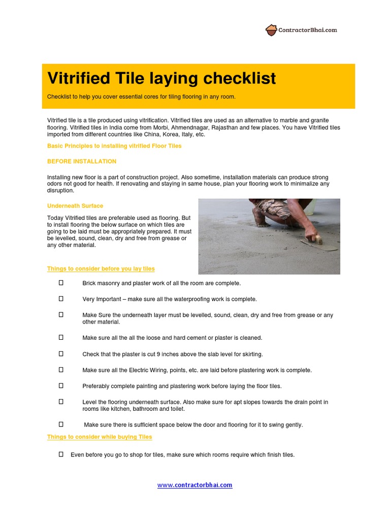 Vitrified Tiles Checklist Tips and Planning | PDF | Tile | Flooring