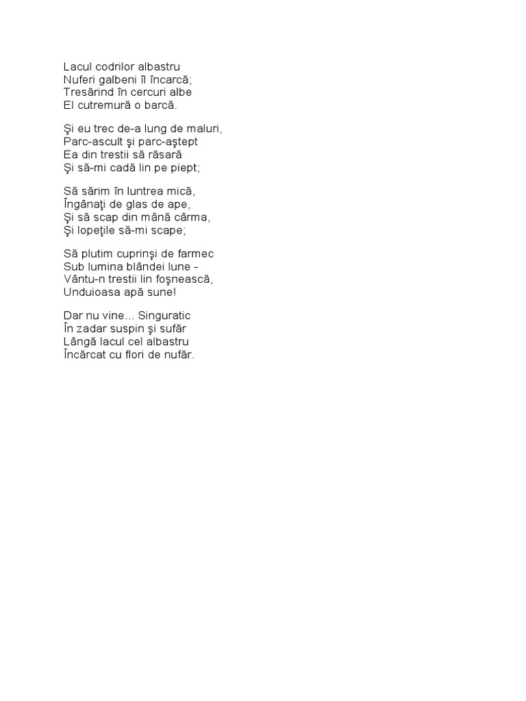 Mihai Eminescu Lacul | PDF