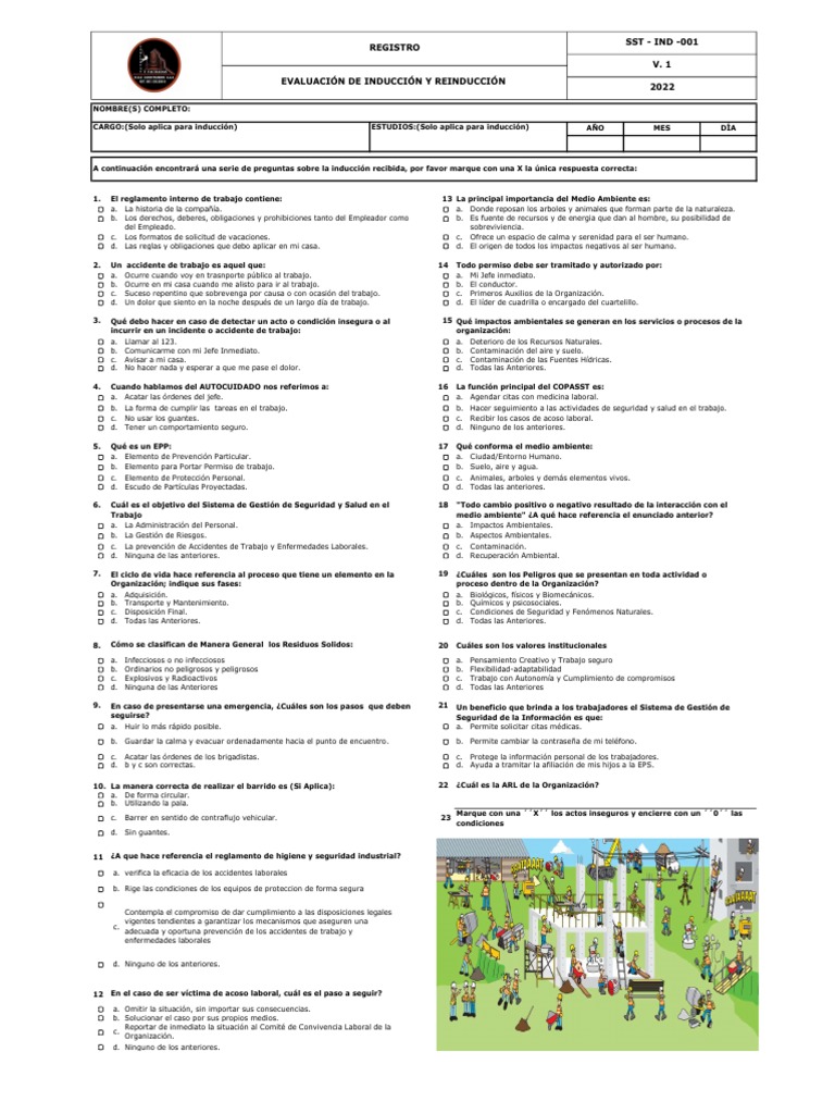 Formato de Evaluacion Induccion y Reinduccion | PDF