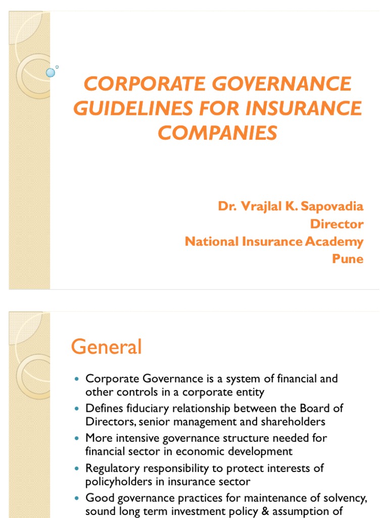 Corporate Governance Guidelines For Insurance Companies | PDF | Board ...