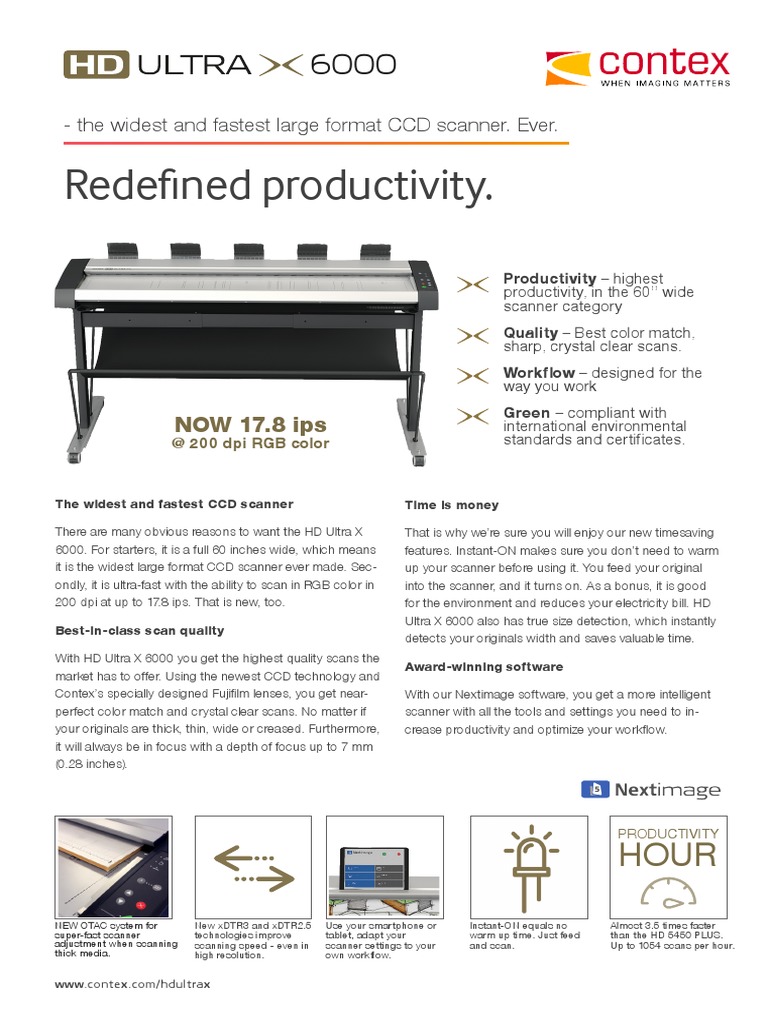 Contex Datasheet HD Ultra X 6000 ENG | PDF | Image Scanner | Rgb Color Model