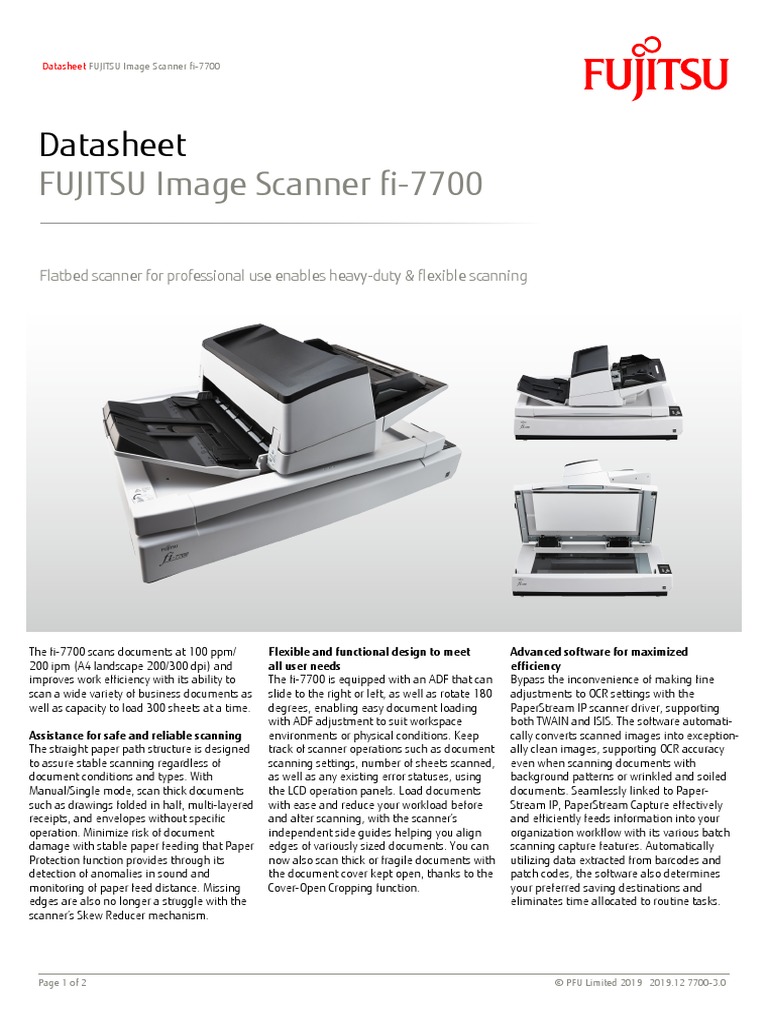 Fi-7700 Datasheet 03 EN01 201912 | PDF | Image Scanner | Computer ...