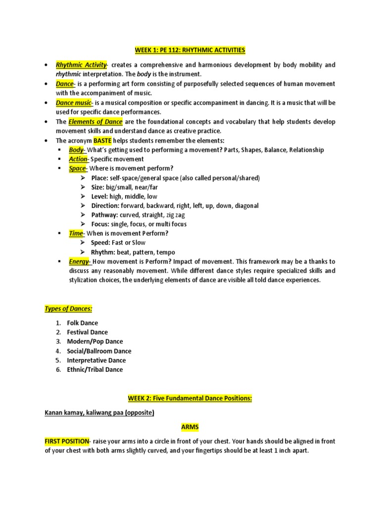 PE112-Rhythmic Activities-MIDTERMS | PDF | Ballroom Dance | Dances