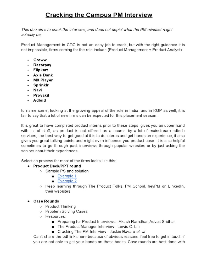 Cracking The Campus PM Interview | PDF | Communication | Cognition