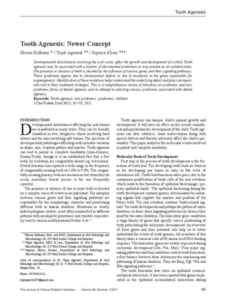 Tooth Agenesis | PDF | Tooth | Human Tooth