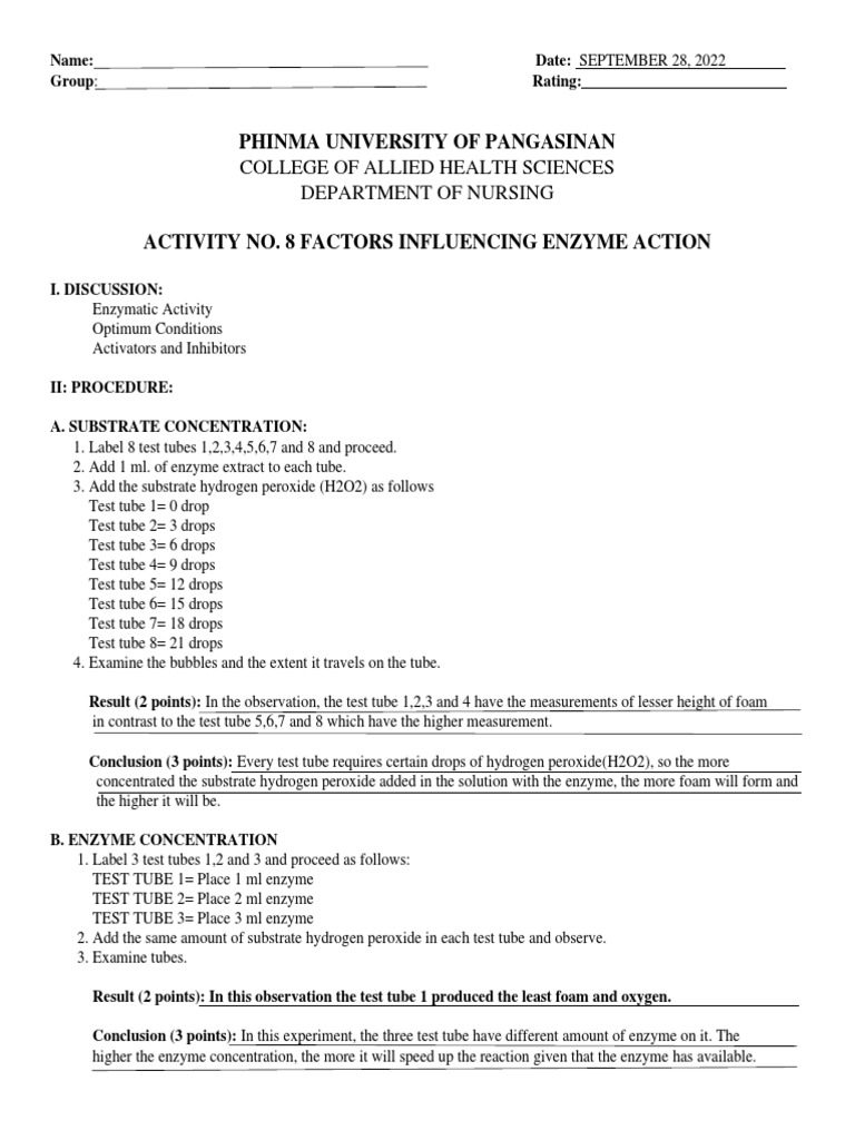Biolab Activity 8 2 | PDF | Enzyme | Hydrogen Peroxide