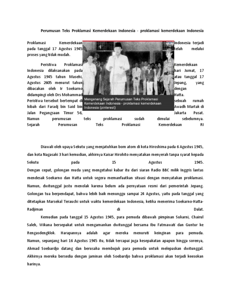 Perumusan Teks Proklamasi Kemerdekaan Indonesia | PDF