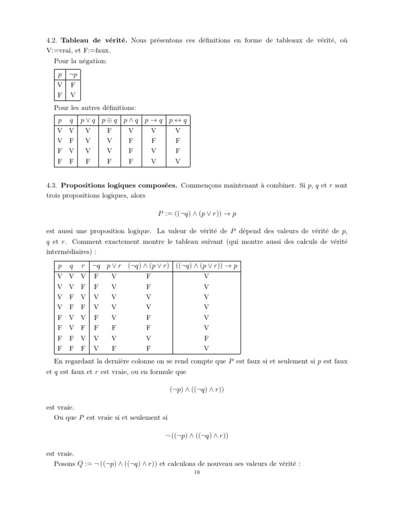 Tableau de vérité et équivalences logiques | PDF | Syntaxe (logique ...