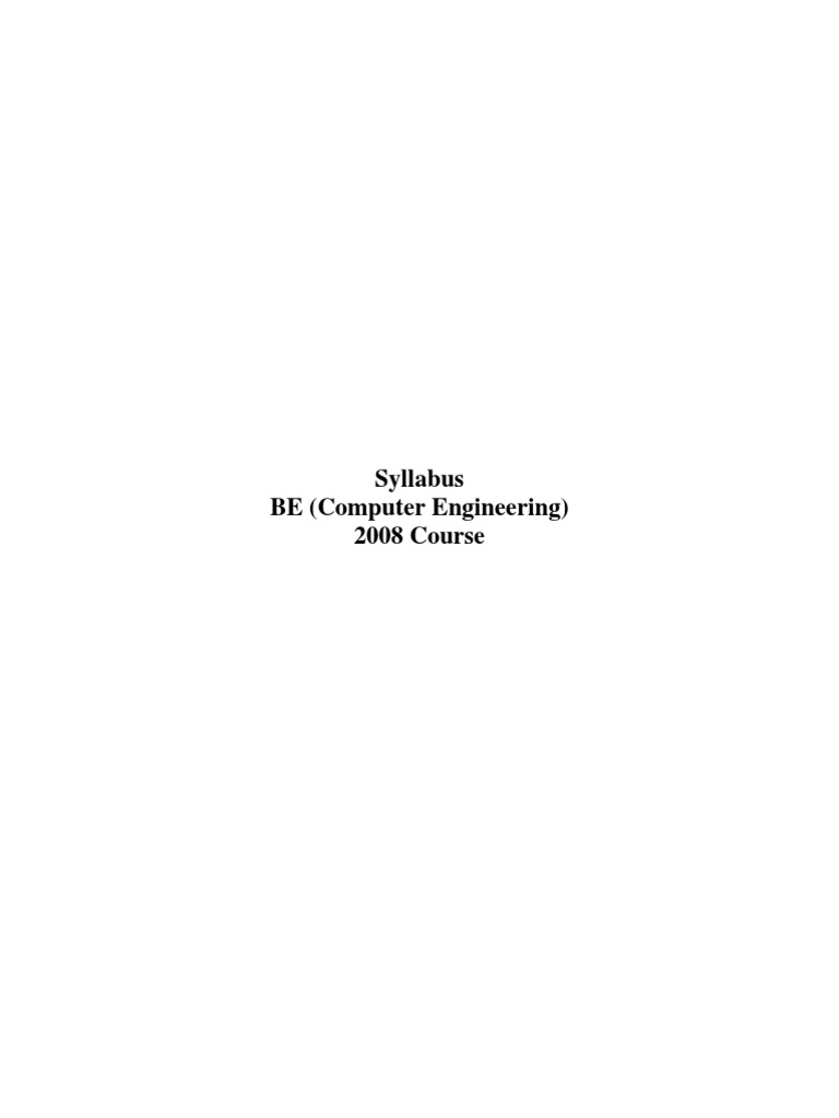 Be Computer Engineering Syllabus 2008 | PDF