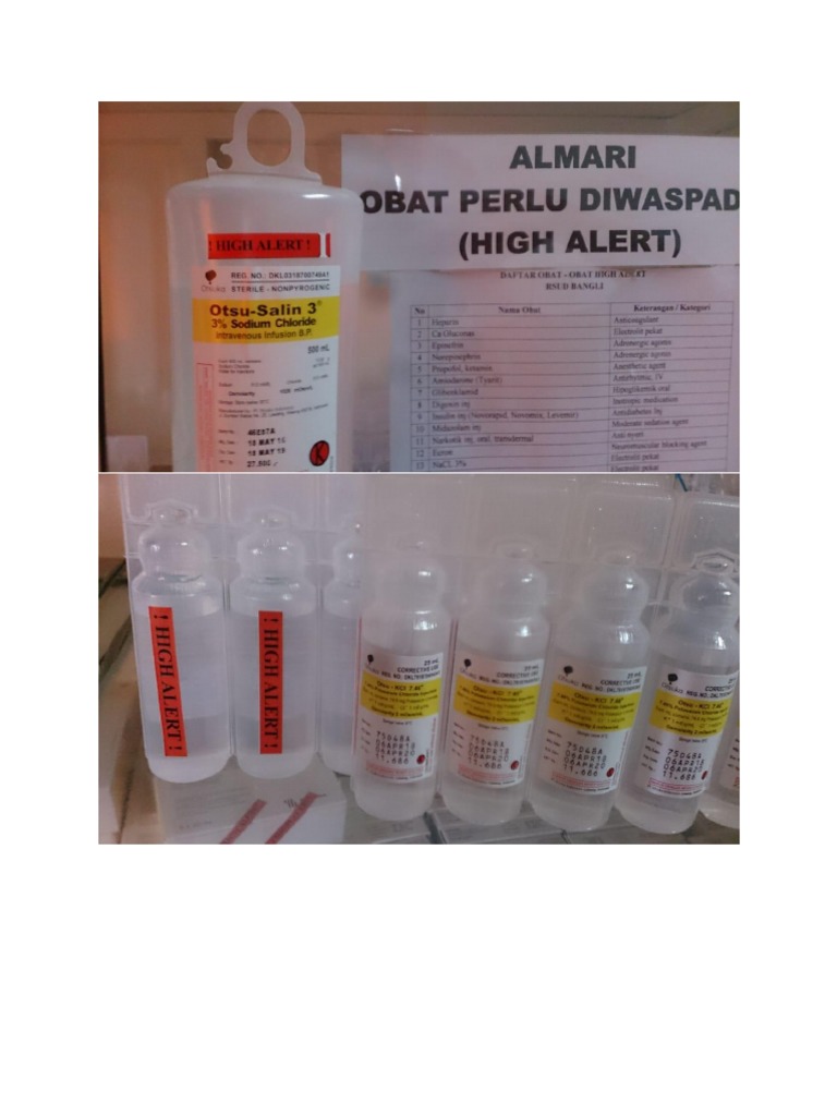 Dokumentasi Pelabelan Dan Tempat Penyimpanan Obat High Alert | PDF