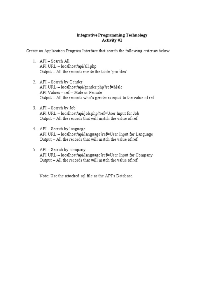 Integrative Programming Technology - Activity 1 Finals | PDF