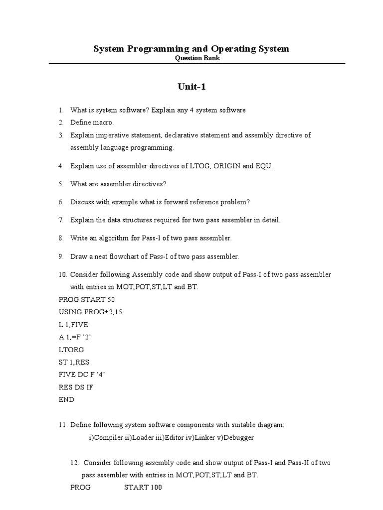 SPOS Question Bank | PDF | Assembly Language | Macro (Computer Science) SPOS Question Bank | PDF | Assembly Language | Macro (Computer Science)