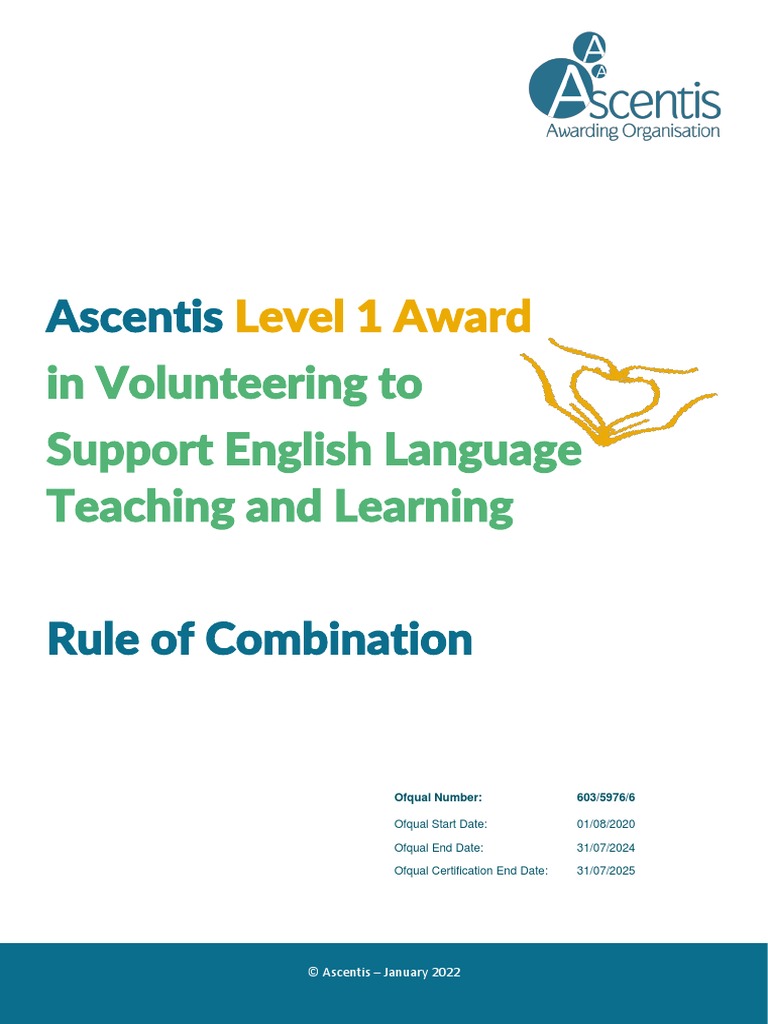 Level 1 Award in Volunteering To Support English Language Teaching and ...