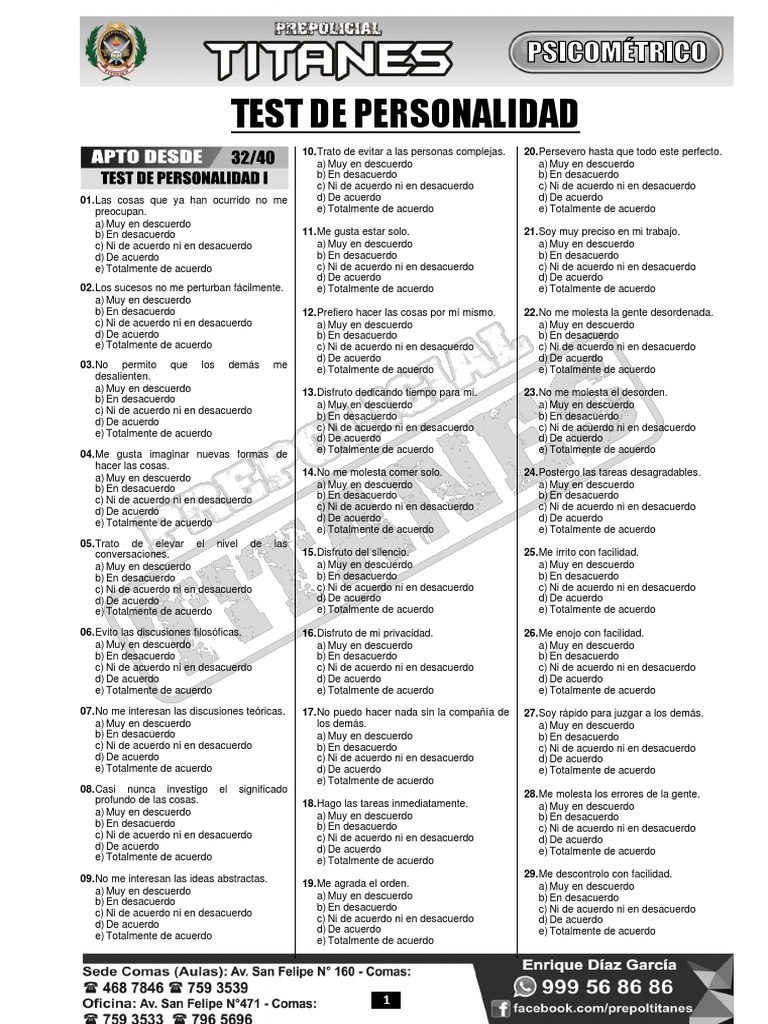 01.psicométrico - Test de Personalidad | PDF