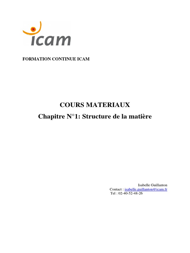Structure de la matière et matériaux | PDF | Liaison chimique | Dislocation