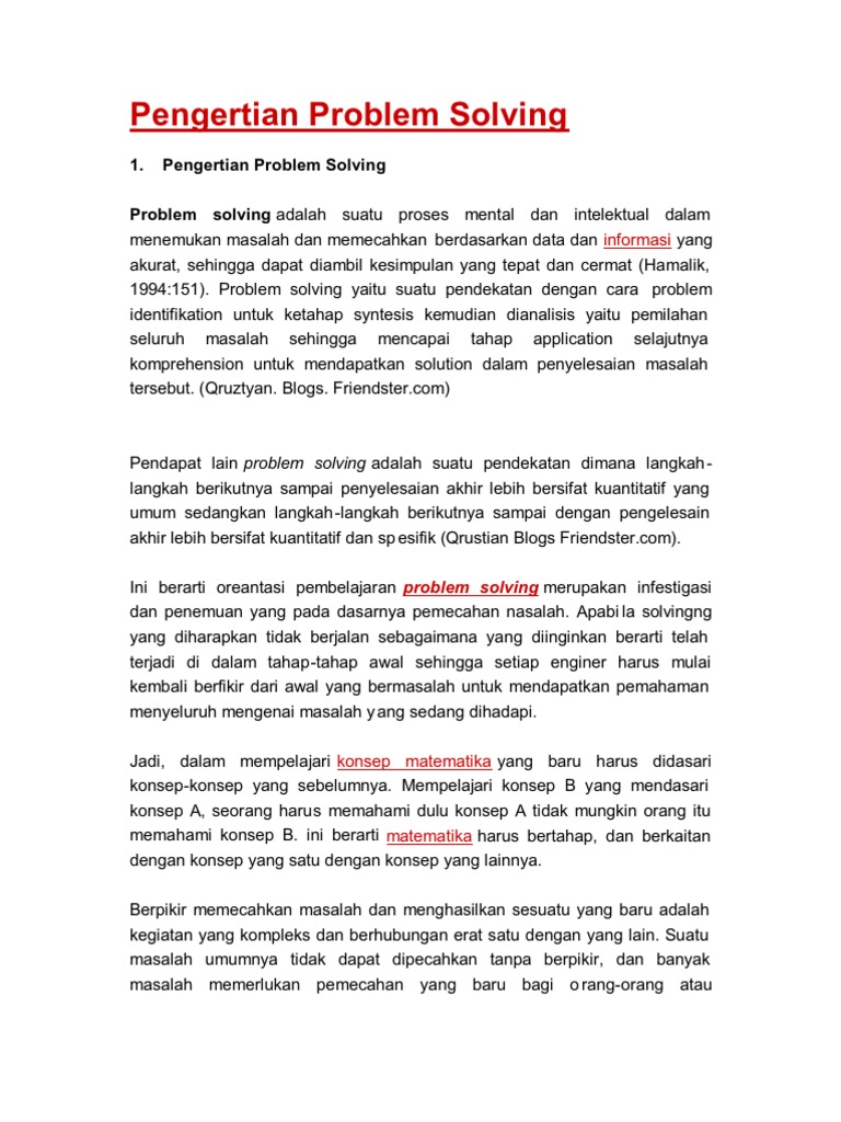 Pengertian Problem Solving | PDF