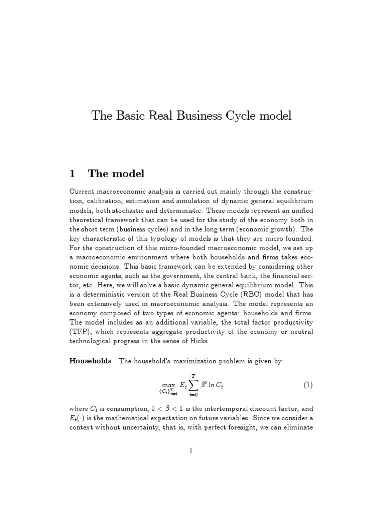The Basic Real Business Cycle Model | PDF | Steady State | Macroeconomics
