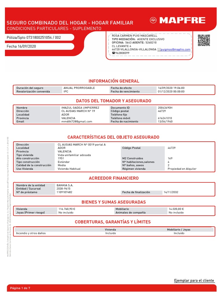 Protegiendo un hogar familiar: detalles de una póliza de seguro combinado para el hogar | PDF ...