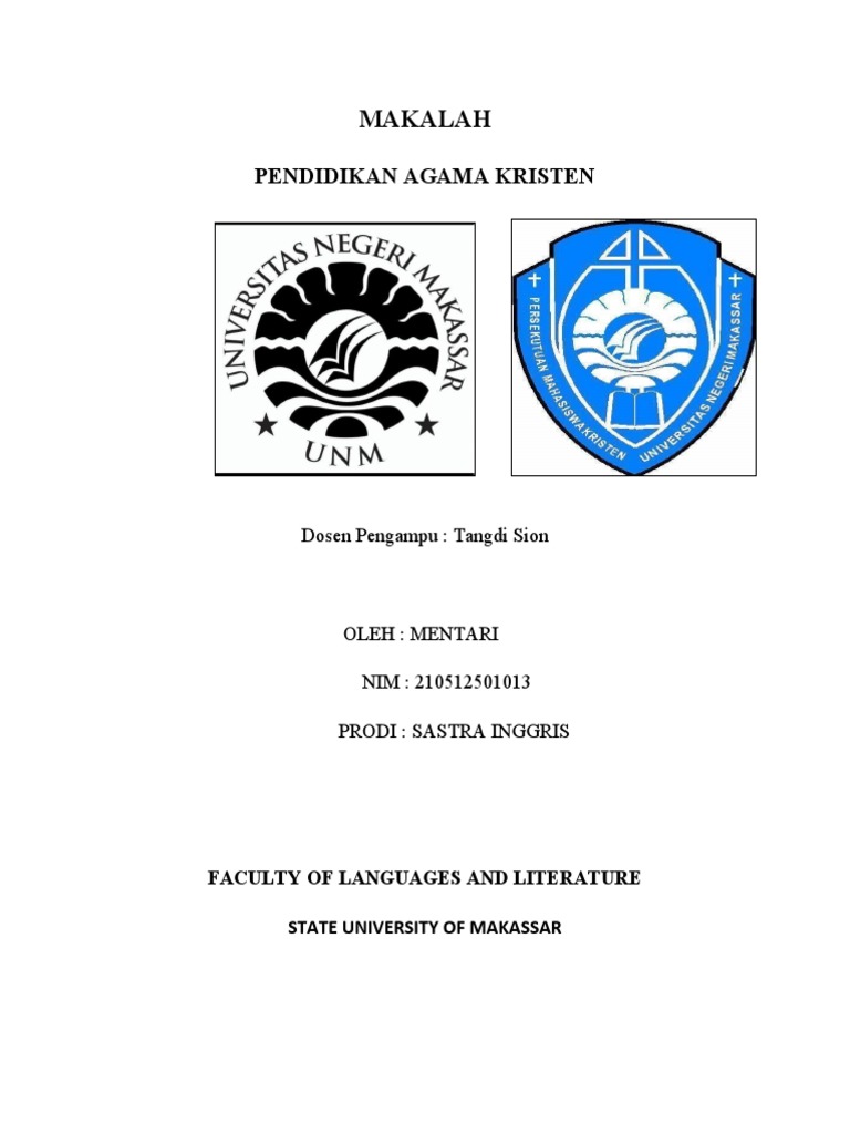 Makalah Pendidikan Agama Kristen UNM | PDF | Karier & Perkembangan ...