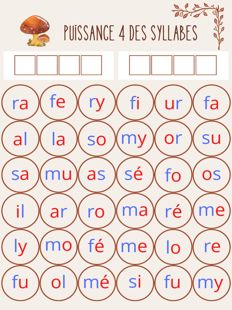Puissance 4 Des Syllabes | PDF