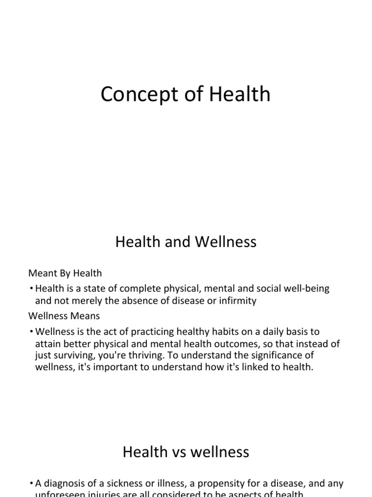 Concept of Health | PDF | Health Promotion | Preventive Healthcare