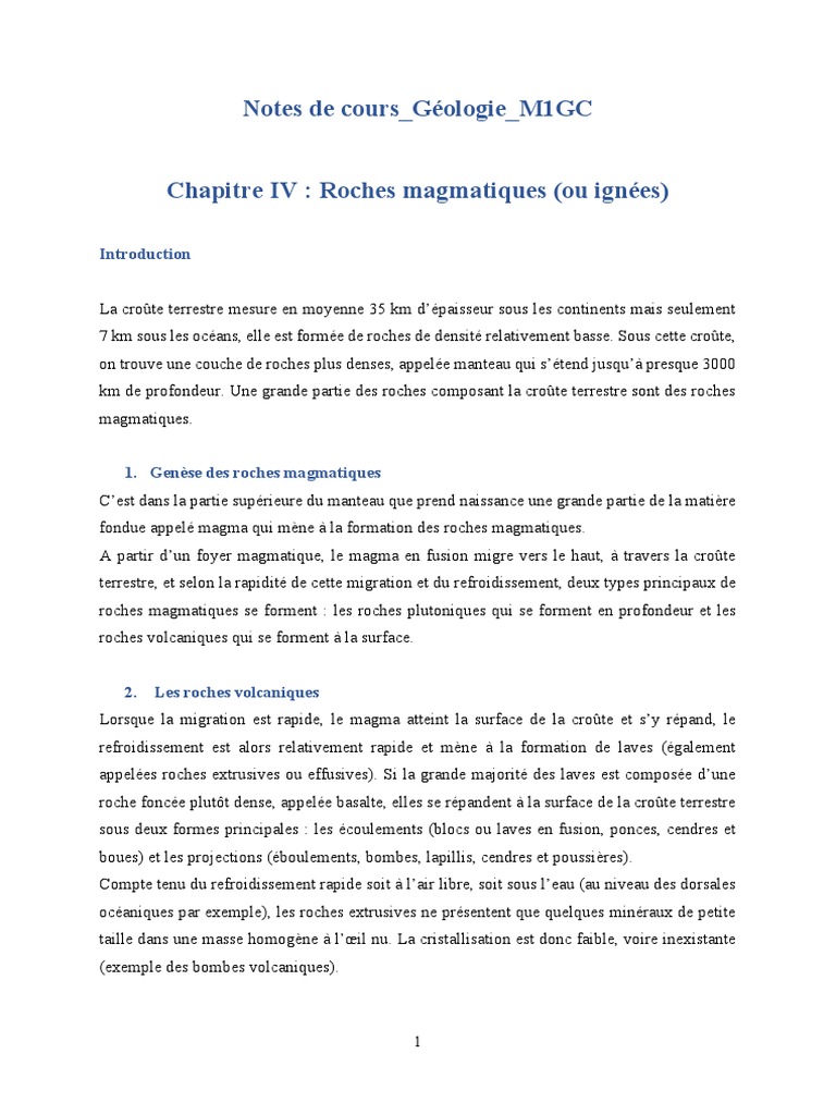 Notes de Cours - Geologie - M1GC - 17092021 | PDF