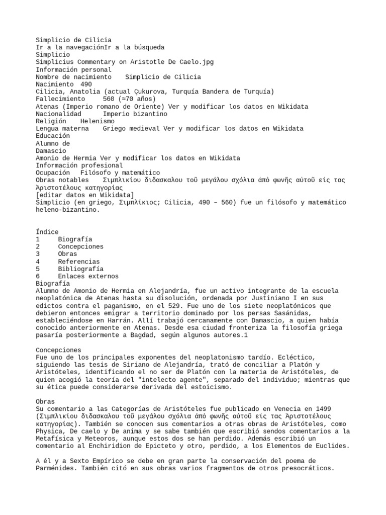 Simplicio de Sicilia | PDF | Filosofía griega antigua