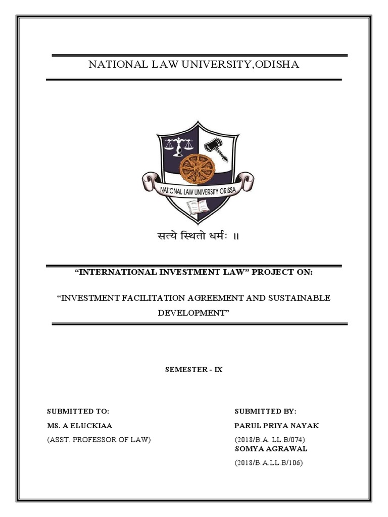 Investment Law Project | PDF | Governance | Sustainability