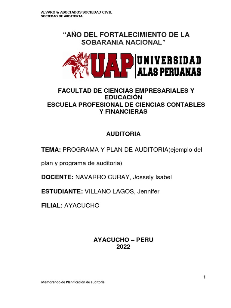Programa y Plan de Auditoria | PDF | Contabilidad | Auditoría