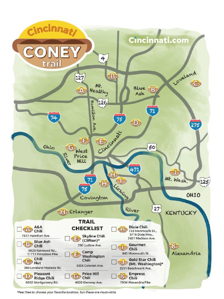 Cincinnati Coney Trail Map With Checklist | PDF
