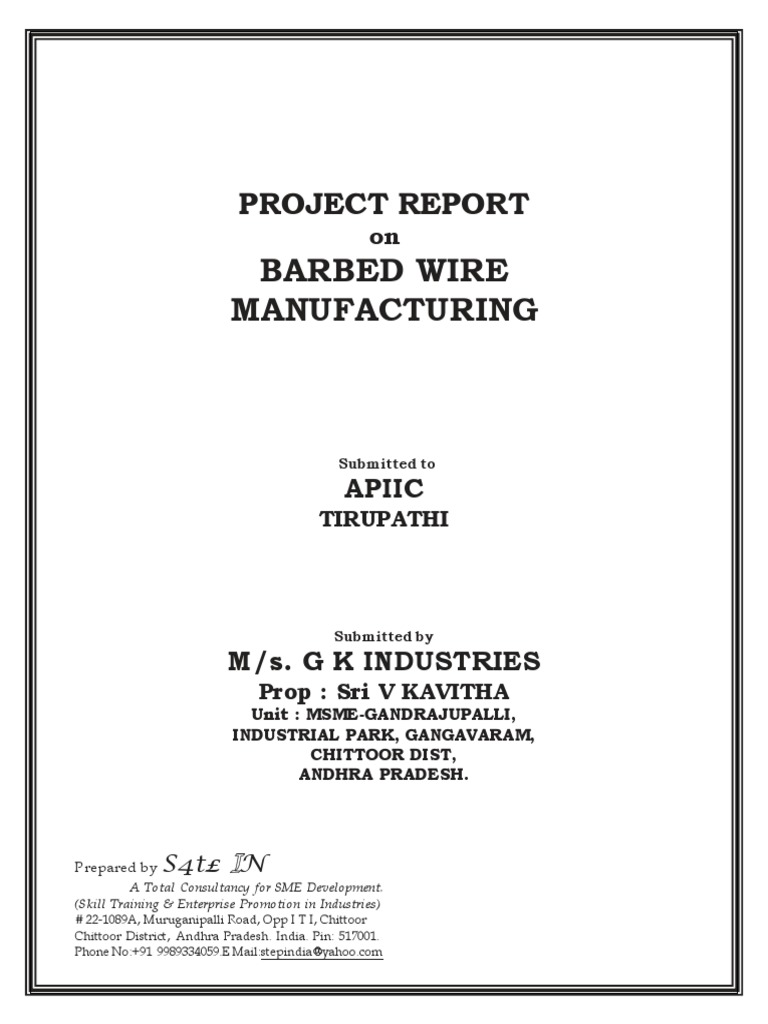 BARBED WIRe DPR | PDF | Depreciation | Money