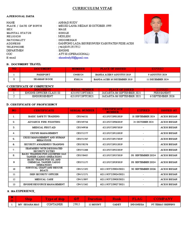 Cv. Ahmad Rudy-06 | PDF | Transport | Ships