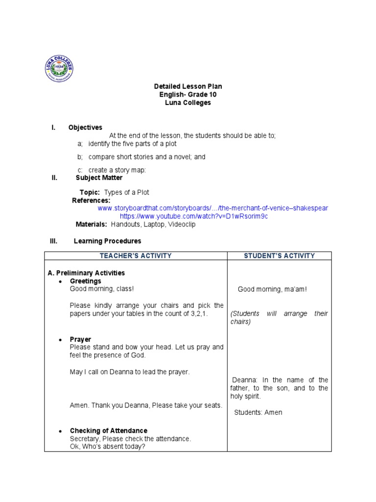 Detailed Lesson Plan 3 | PDF | The Merchant Of Venice | Shylock