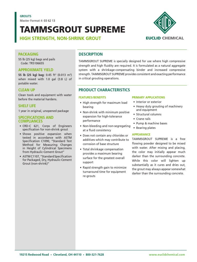 Tammsgrout Supreme FT | PDF | Concrete | Water