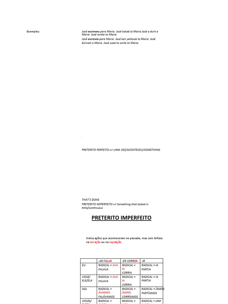 Aula 3 - IMPERFEITO DO INDICATIVO | PDF