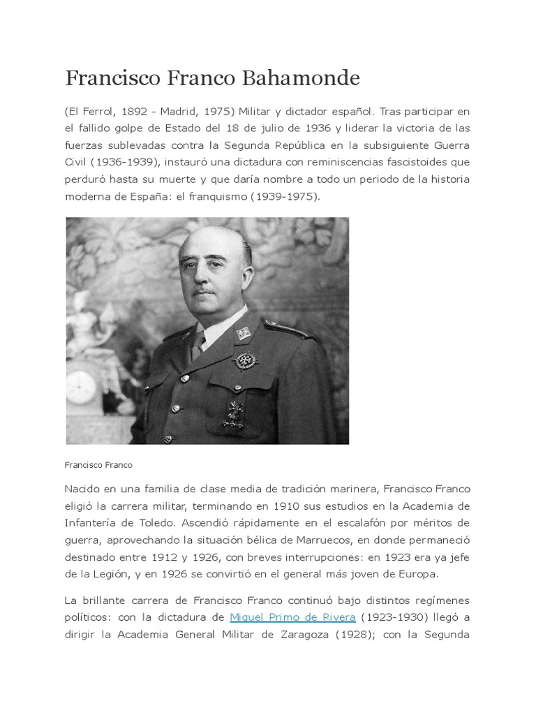 La Vida de F Franco | PDF | Francisco franco | España franquista