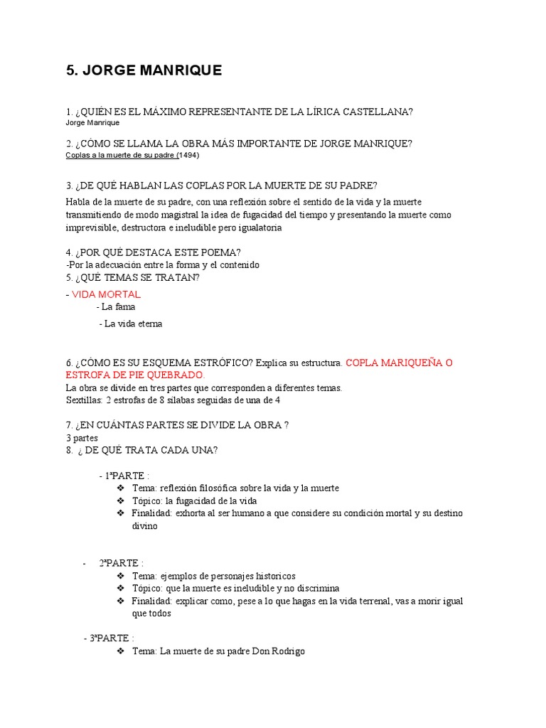 Jorge Manrique (Resuelto) | PDF